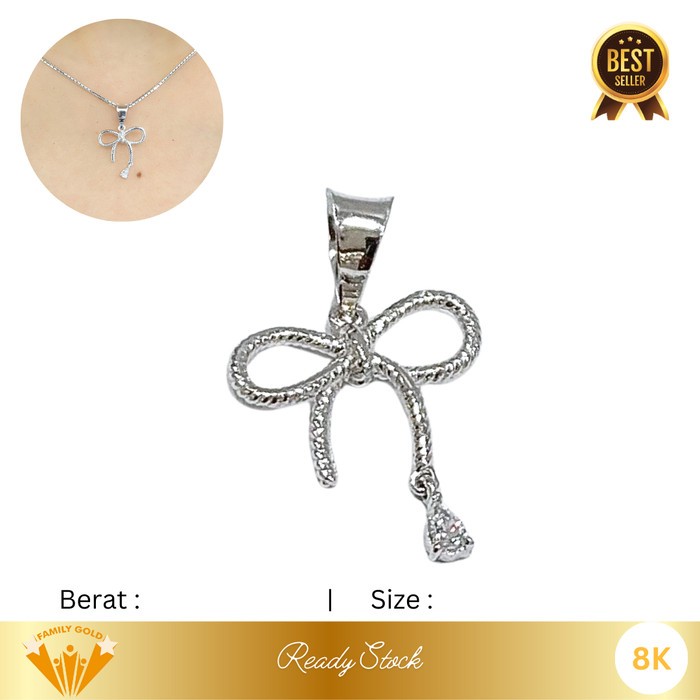Jual Liontin Emas White Gold Kadar 8K Model Ribbon Oval Family Gold ...