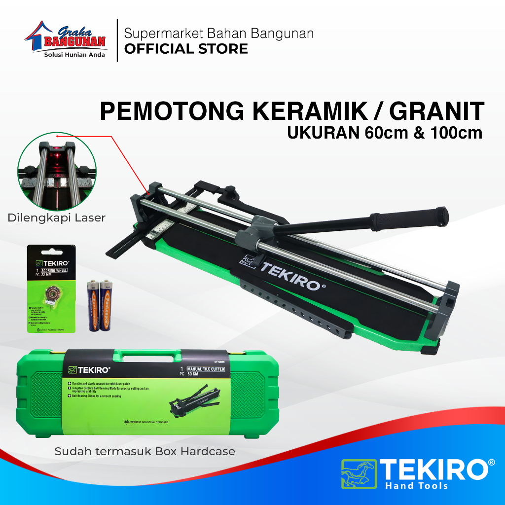 Jual TEKIRO ALAT POTONG KERAMIK GRANIT MANUAL 60CM & 100CM TILE CUTTER ...