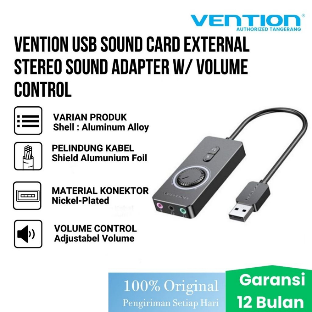 Jual Vention USB Sound Card External Stereo Sound Adapter w/ Volume ...