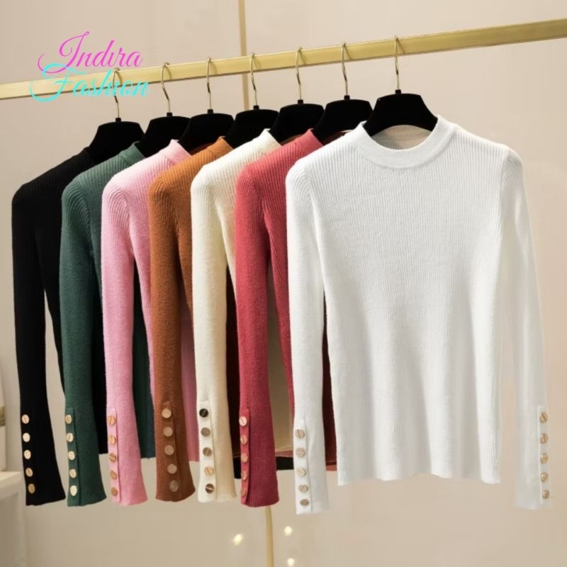 Jual Inara Inner / Atasan Rajut Impor Korean Style Lengan Panjang ...