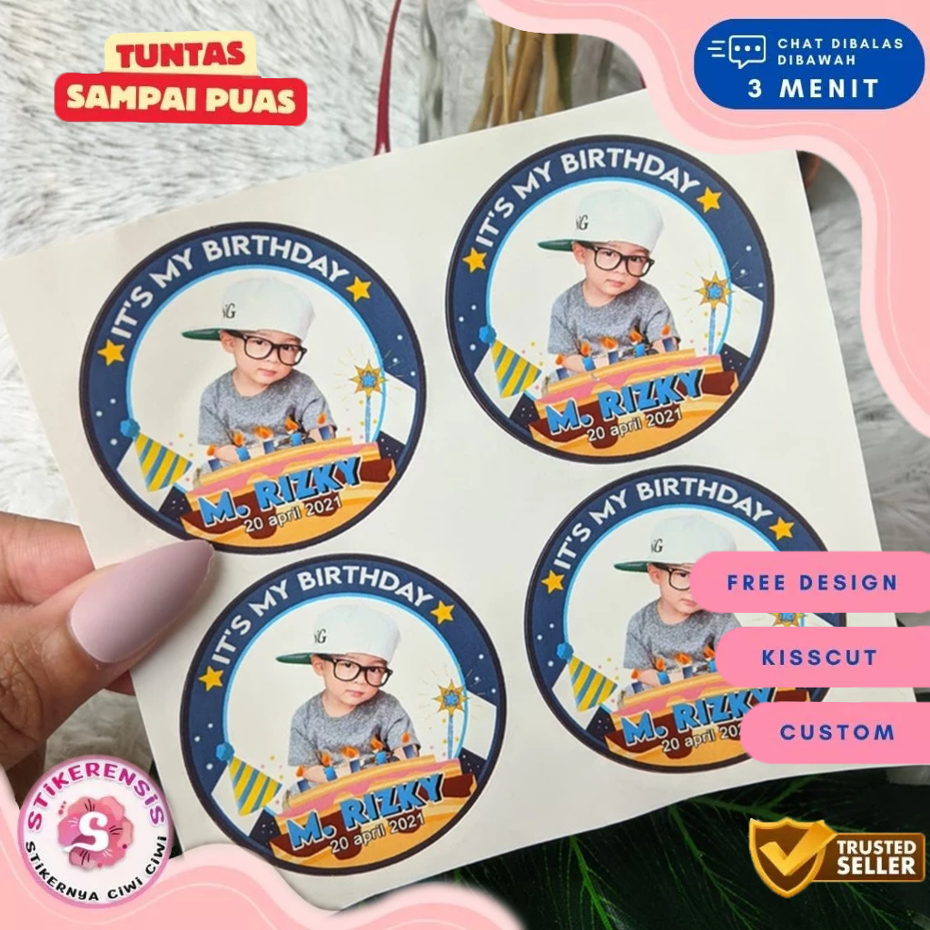 Jual Stikerensis Sticker Bulat Ulang Tahun Anak Stiker Ultah Free ...