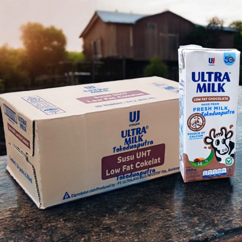 Jual Susu ULTRA MILK UHT Low Fat Coklat 250 MLX 24PSC / susu ultra rendah lemak rasa coklat ...