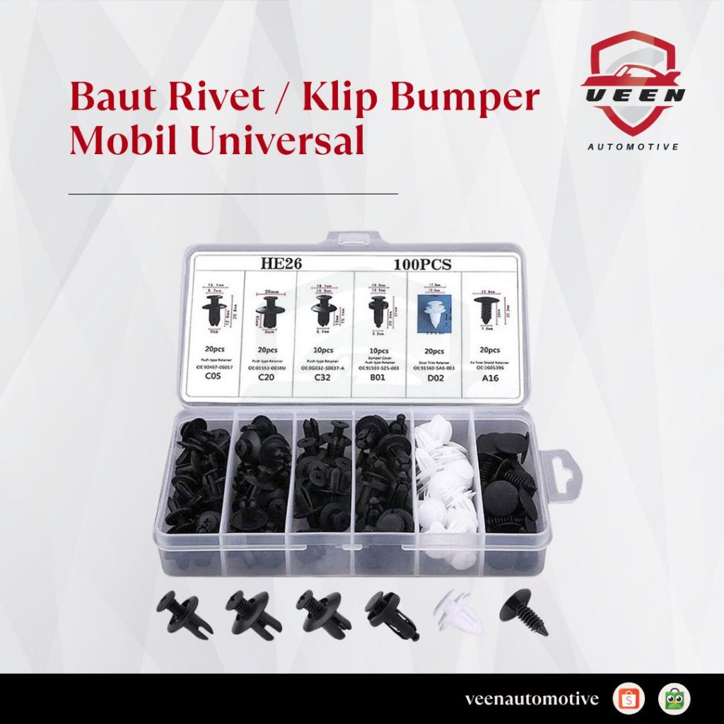 Jual Baut Klip Rivet Mobil Universal / Klip Bumper Kancing Baut Body ...