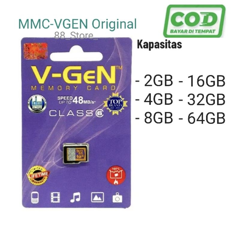 Jual Micro SD V-GeN 64GB Class 6 Memory Card 32GB V-Gen Original ...