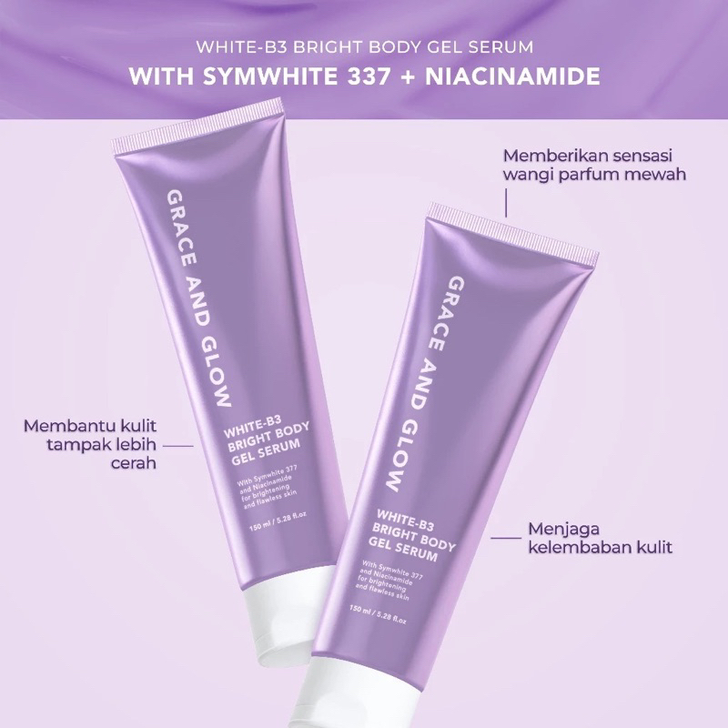 Jual Grace and Glow White-B3 Bright Body Gel Serum For Brightening and ...