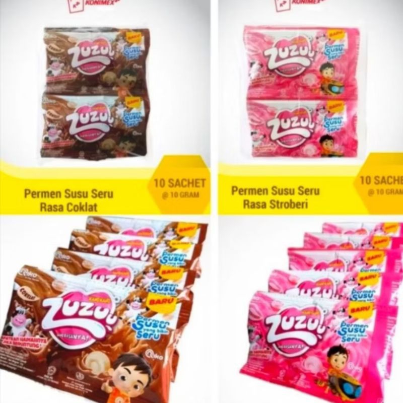 Jual Permen Susu Zuzu Coklat & stoberi 1 pack isi 10 pcs | Shopee Indonesia