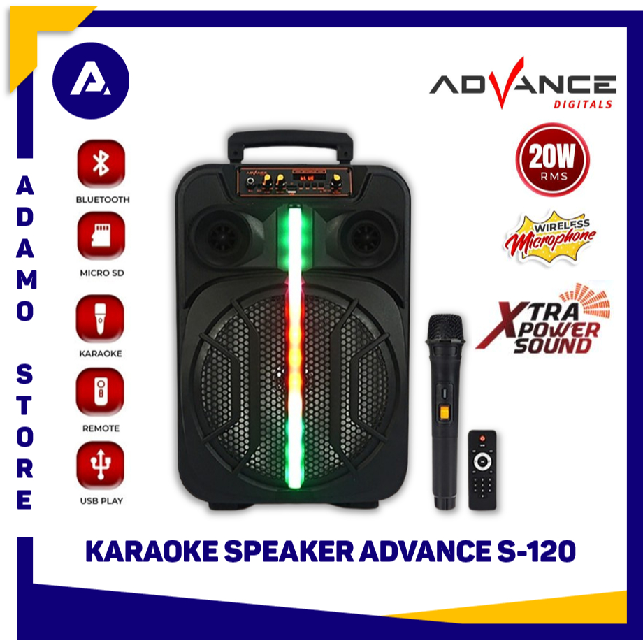 Jual Speaker Advance S120 S-120 Portable Karaoke Bluetooth 12 inch Speaker + Free Wireless Mic ...