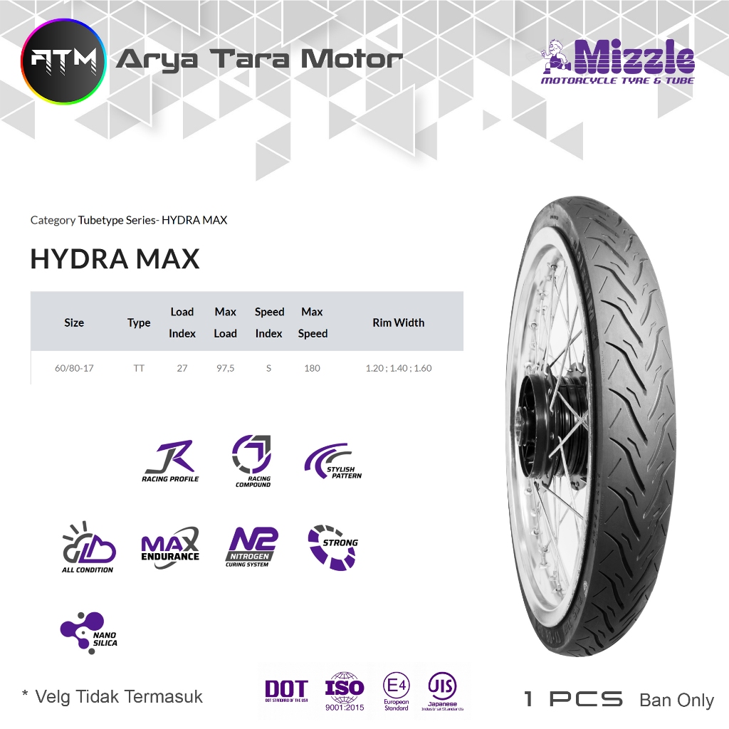 Jual Ban Luar Mizzle HYDRA MAX 60/80-17 (Drag COMPOUND) | Shopee Indonesia