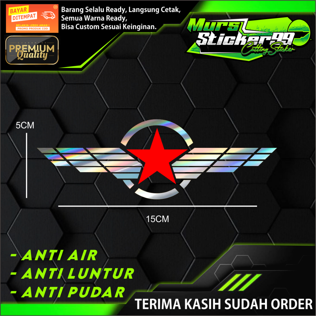 Jual Sticker Cutting BINTANG BERSAYAP 2 WARNA Cocok Untuk Motor Dan ...