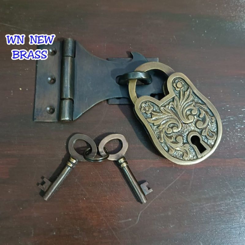 Jual Overpal Pengunci Pintu Rumah Pagar + Kunci Gembok Kuningan Antik ...