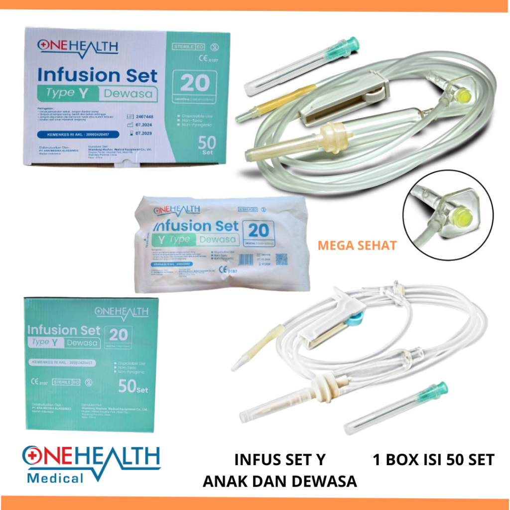Jual Infus Set Y Type Lengkap Infuset Selang infusion 1 Box isi 50 Pcs ...