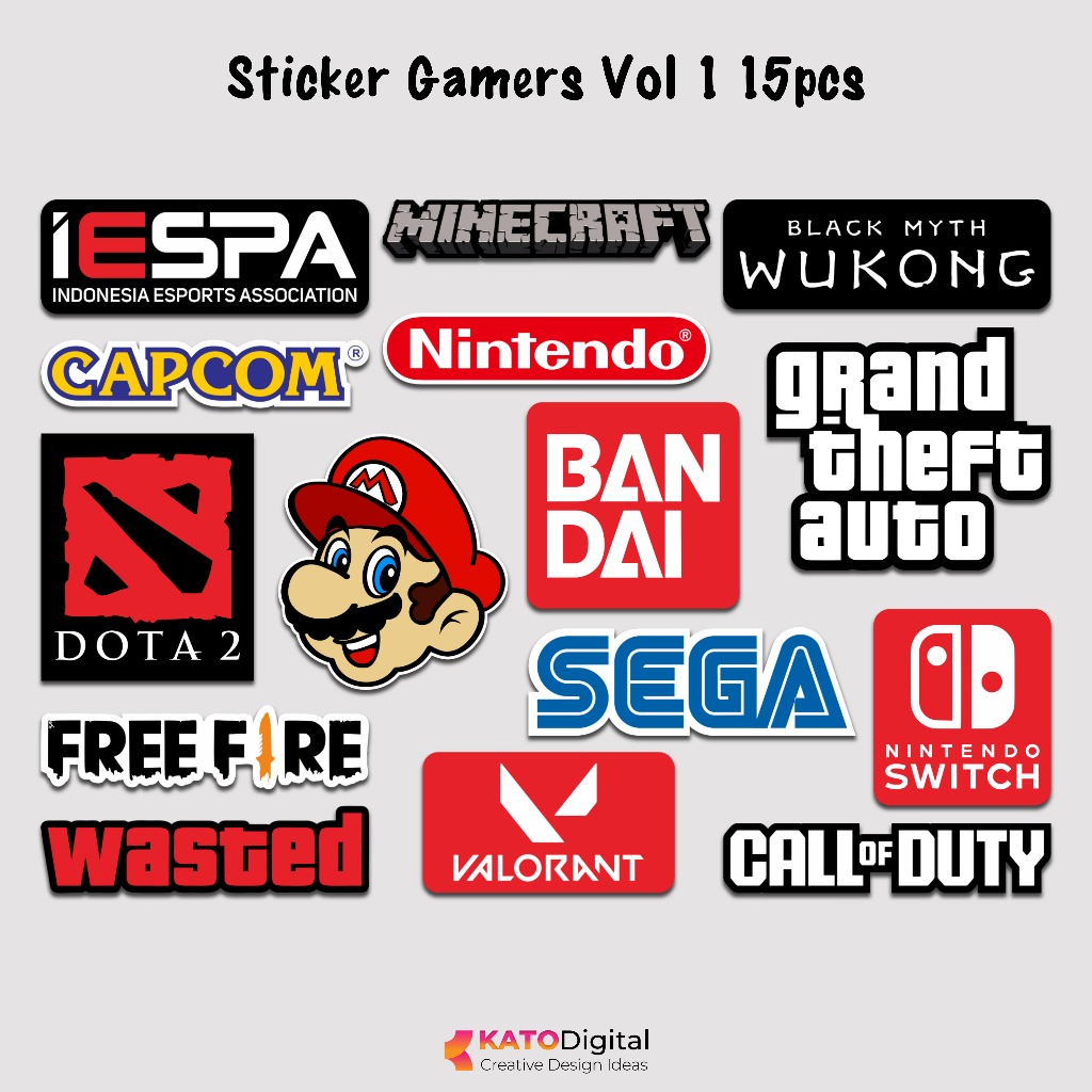 Jual Sticker Pack Logo Game Vinyl Glossy Tahan Air 15pcs Stiker Gamer ...