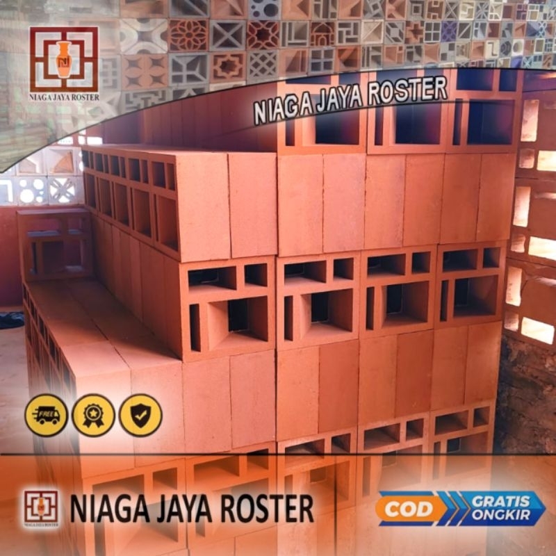 Jual roster beton minimalis merah, terakota, loster beton minimalis ...