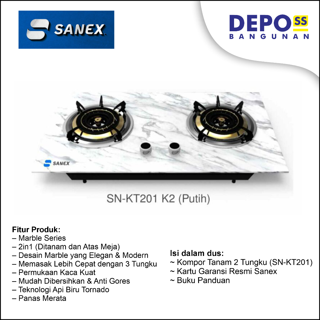Jual SANEX Kompor Tanam 2 Tungku (SN-KT201) K2 TUNGKU KOMPOR TANAM | Shopee Indonesia
