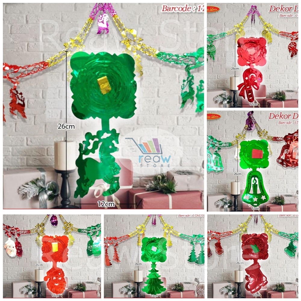 Jual Garland Tarik Foil Santa Sepatu Tongkat Pohon Lonceng Natal Hiasan ...