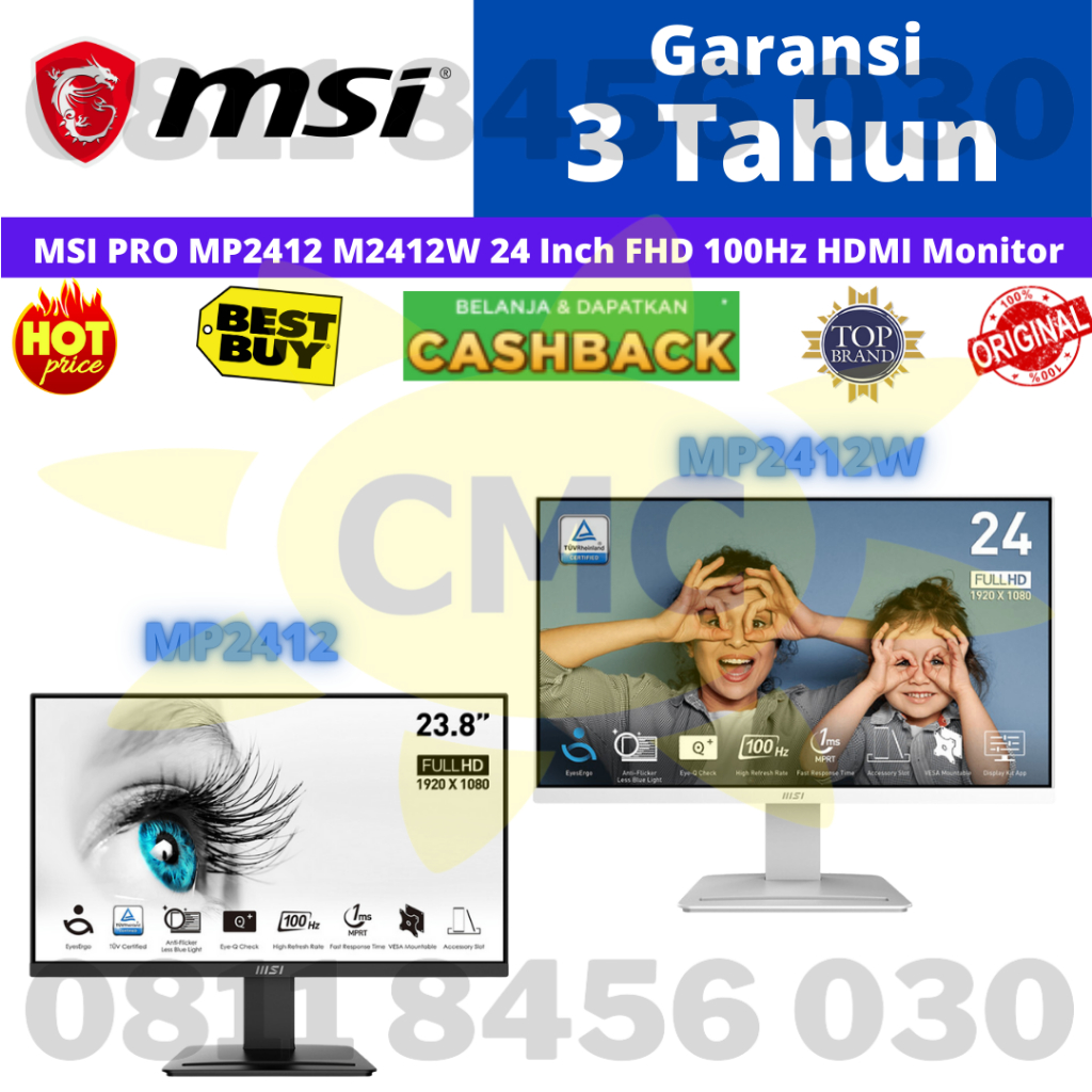 Jual Monitor LED MSI Pro 24" MP2412 1080p FHD 100Hz | Shopee Indonesia