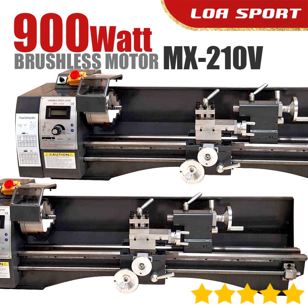 Jual Mesin Bubut Mini 900W Gear Besi MX-210V Distance 750mm Brushless ...