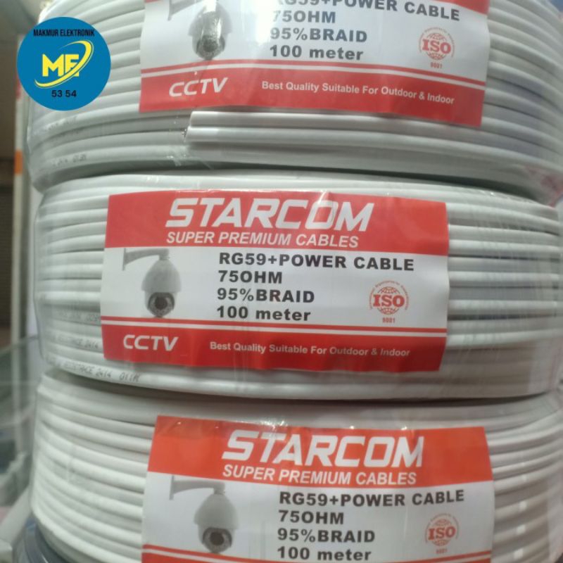 Jual Kabel CCTV Starcom RG 59+Power 100M White | Shopee Indonesia