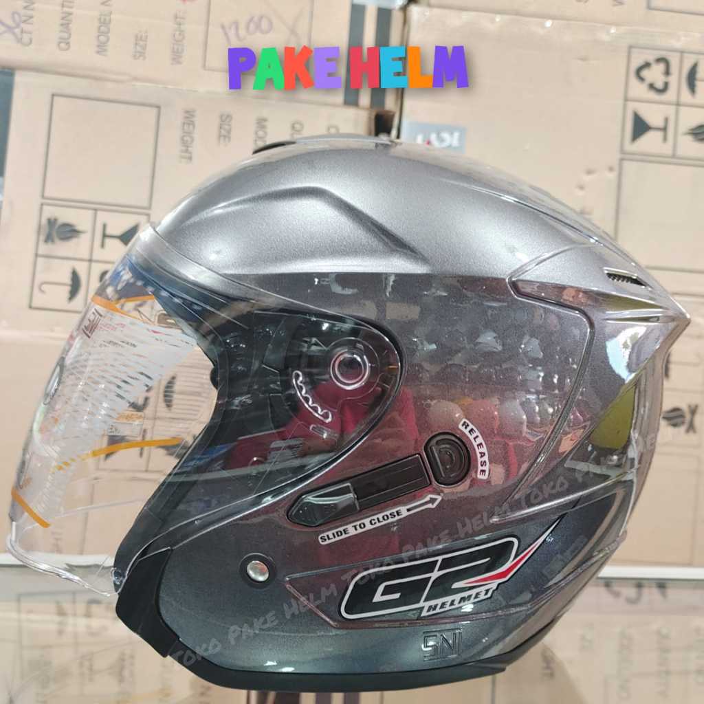 Jual HELM G2 OPTIMAX GUN METAL GLOSSY HALF FACE DOUBLE VISOR MURAH ...