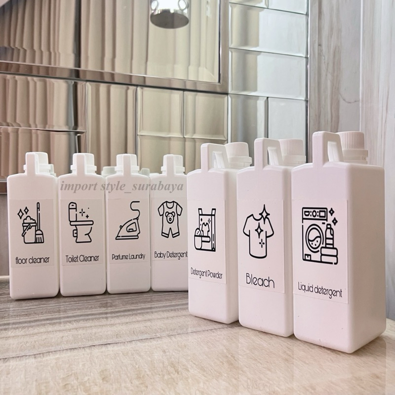 Jual JERIGEN PUTIH 1L 1000ML LABEL GAMBAR BESAR tempat isi ulang ...