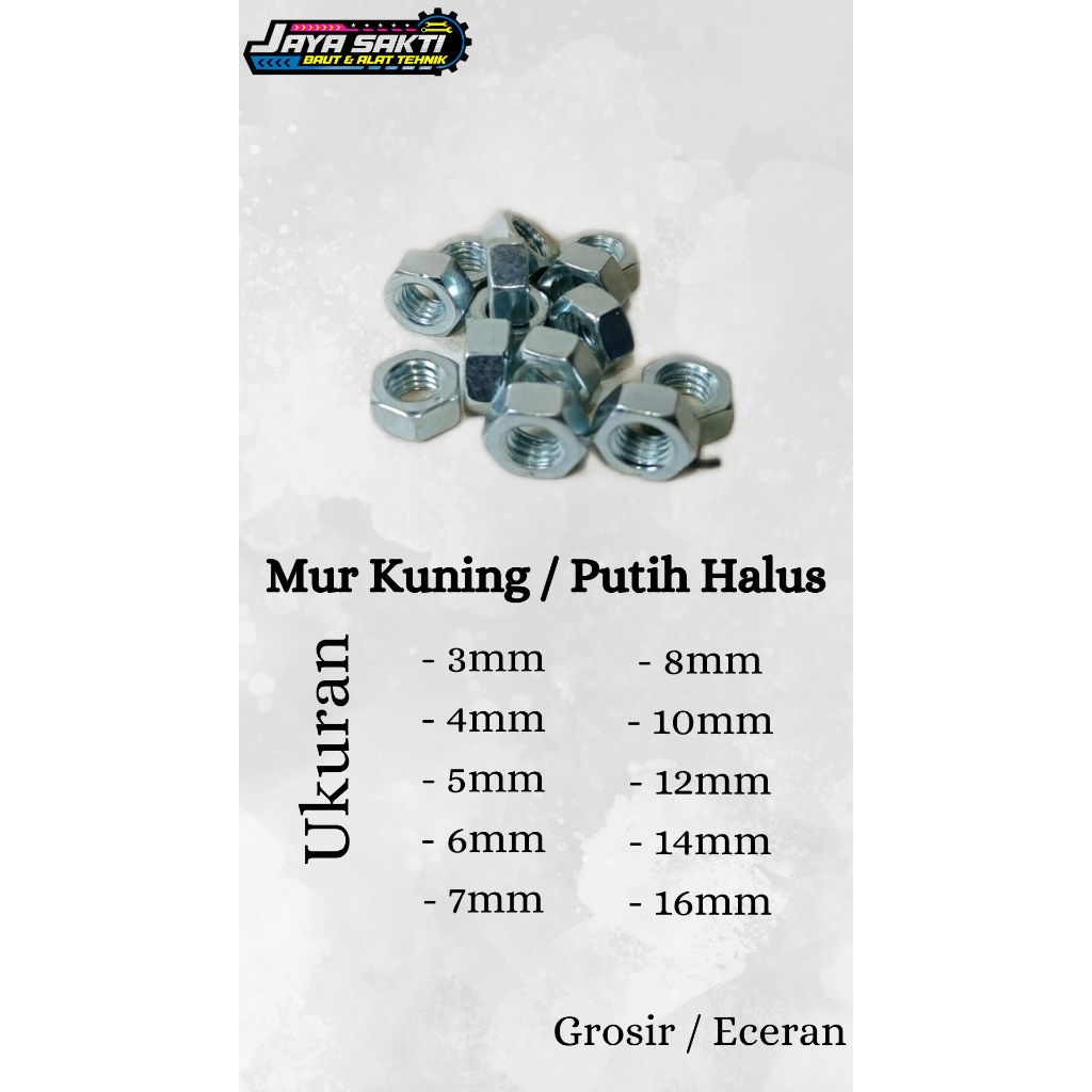 Jual Mur Kuning Halus I M4 M5 M6 M7 M8 M10 M12 M14 M16 | Shopee Indonesia