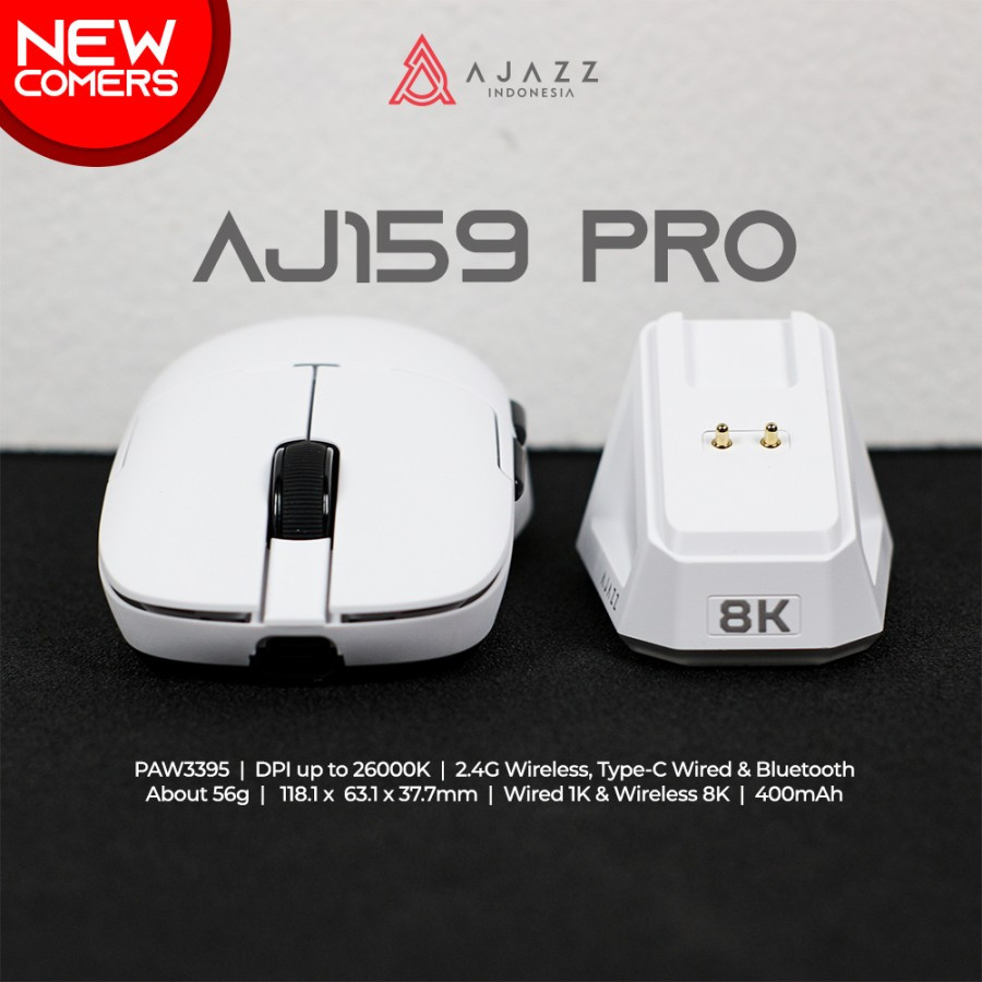 Jual Ajazz AJ159 PRO PAW3395 8K Wireless Mouse Gaming 3in1 Mode BT 2.4G with Dock Light Weight ...