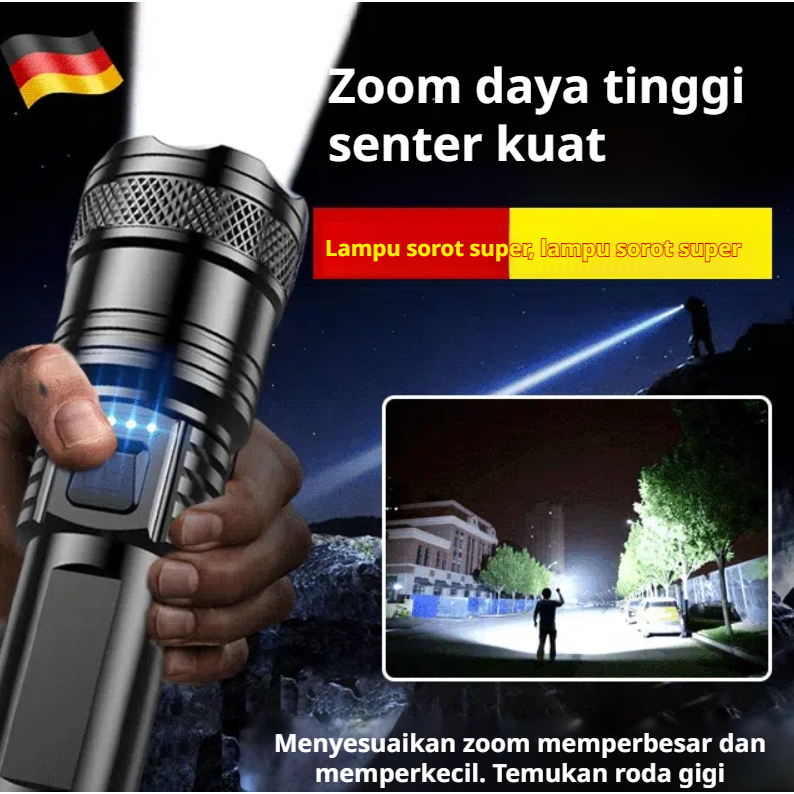 Jual [Yang populer]Senter lampu terang IPX7 LED/P50 senter darurat rumah tangga dengan fokus ...