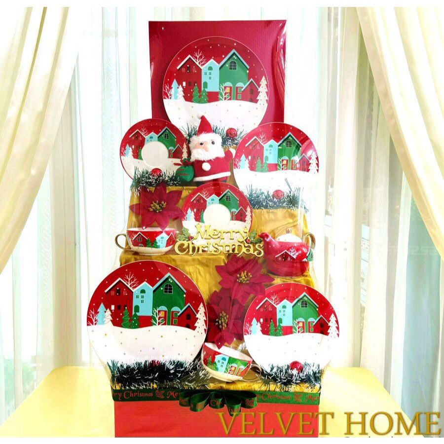 Jual Parcel Hampers Piring Natal Keramik Peralatan Makan Diner set ...