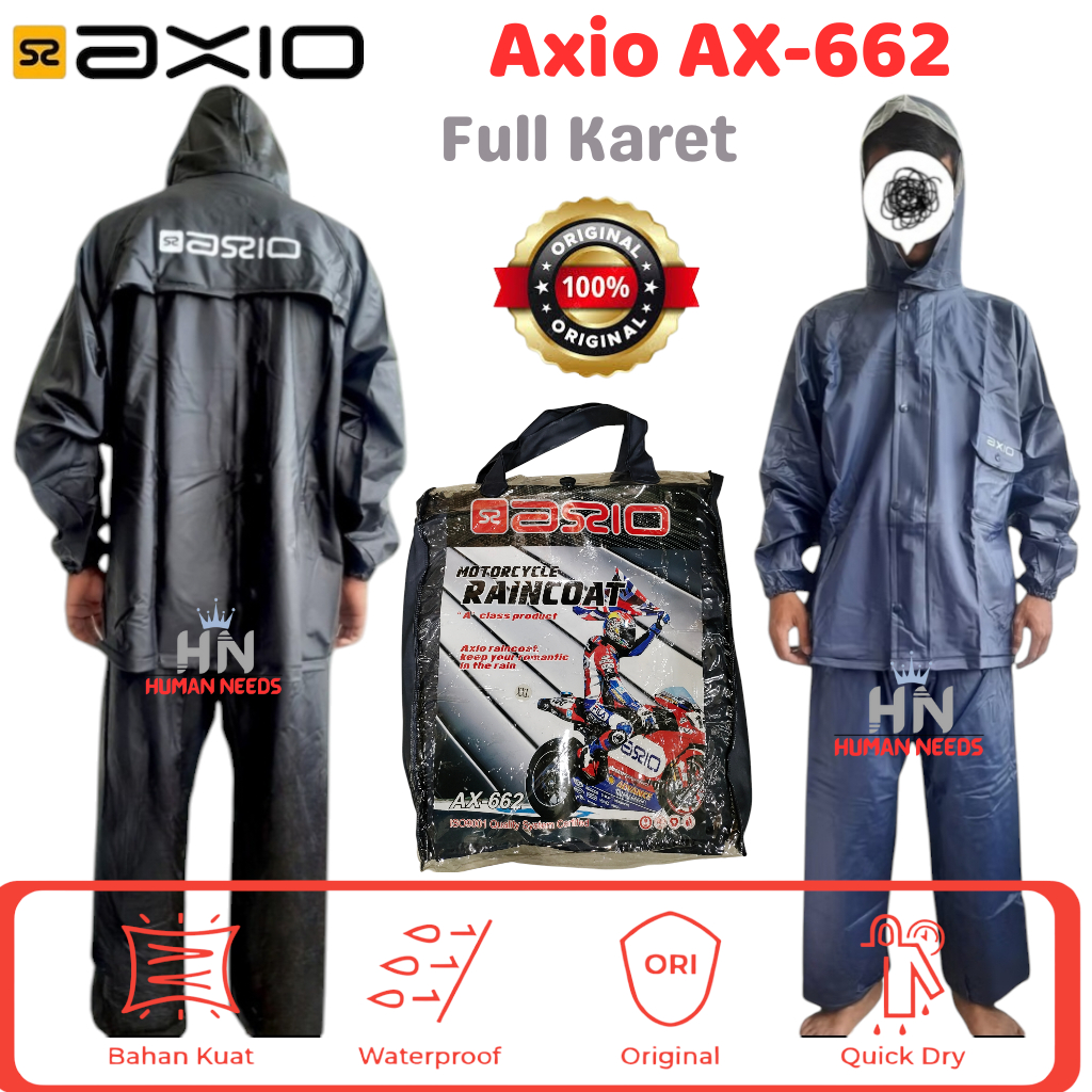 Jual Jas Hujan Axio 662 Karet Rubber Original Setelan Mantel Ujan Dewasa Mantol Raincoat AX662 ...