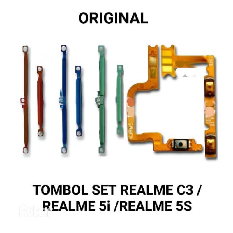 Jual SATU SET TOMBOL/PERNIK LUAR DALAM ON OF /VOLUME + FLEXIBEL REALME C3 / 5 / 5i / 5s ORIGINAL ...