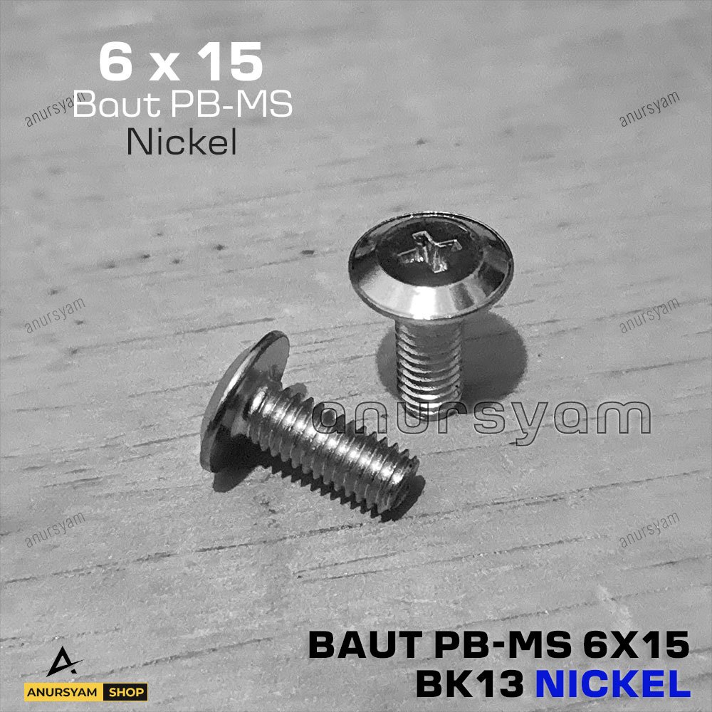 Jual Baut PBF M6 x 15 BK13 Nikel - Baut M6x15 PBF/MS | Shopee Indonesia