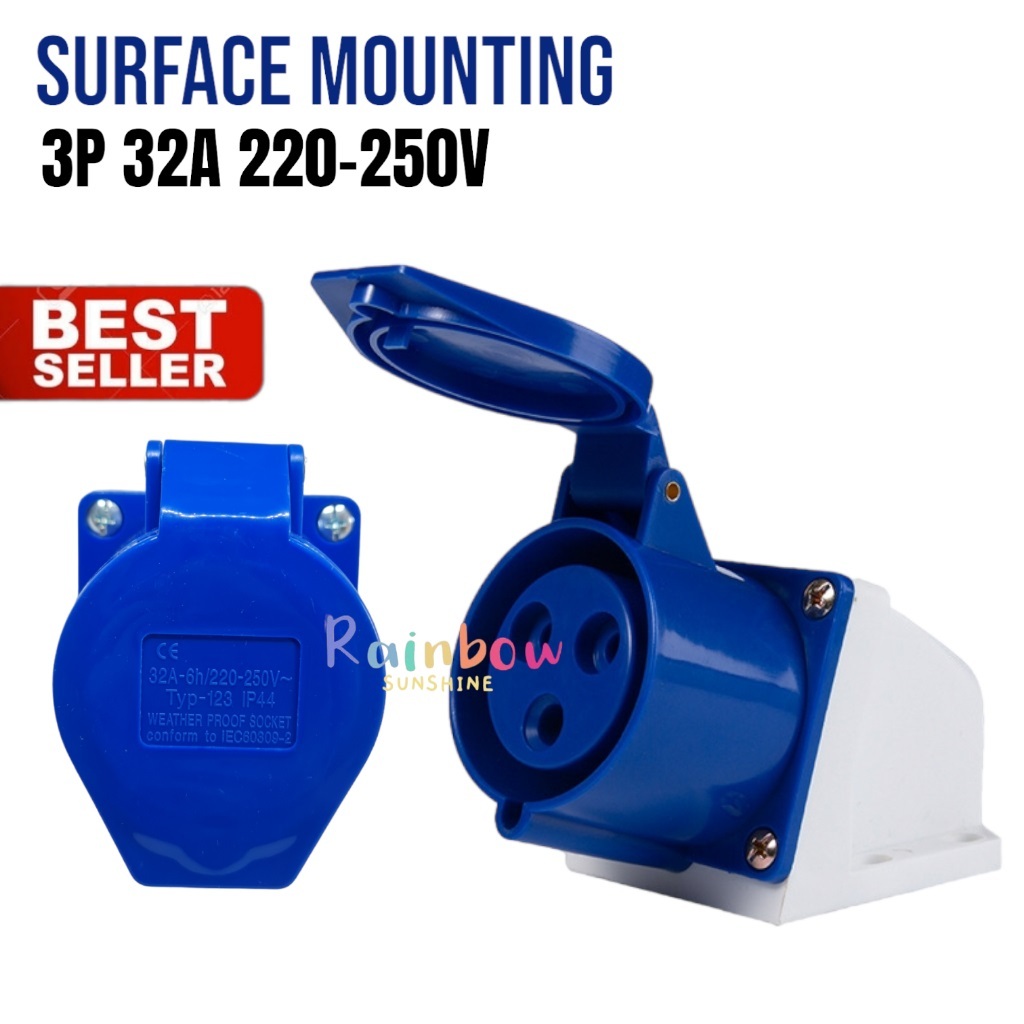 Jual Surface Mounting 3P 32A 123 Wall Socket Waterproof IP44 | Shopee ...