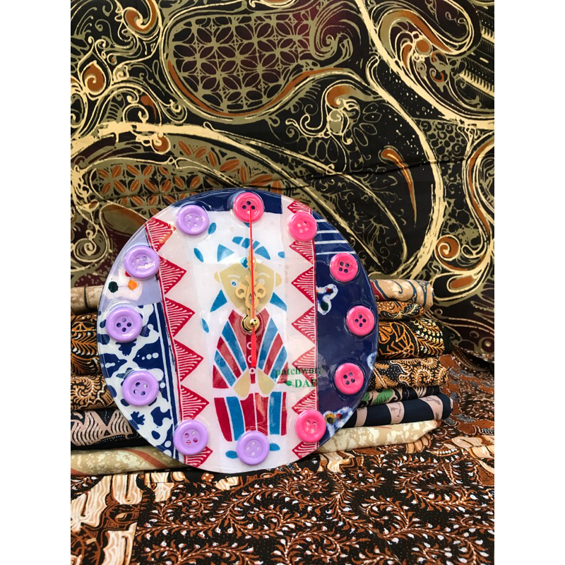 Jual Jam Dinding Batik Unik Resin Handycraft Bulat patchworkDAB ...