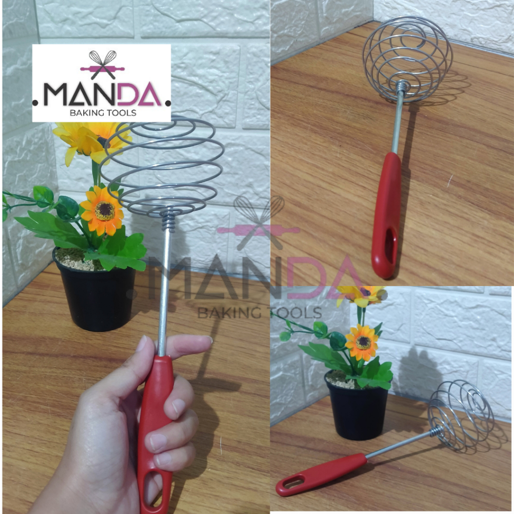 Jual Alat Pengocok telur dan adonan/Whisk besi bergagang karet, panjang ...