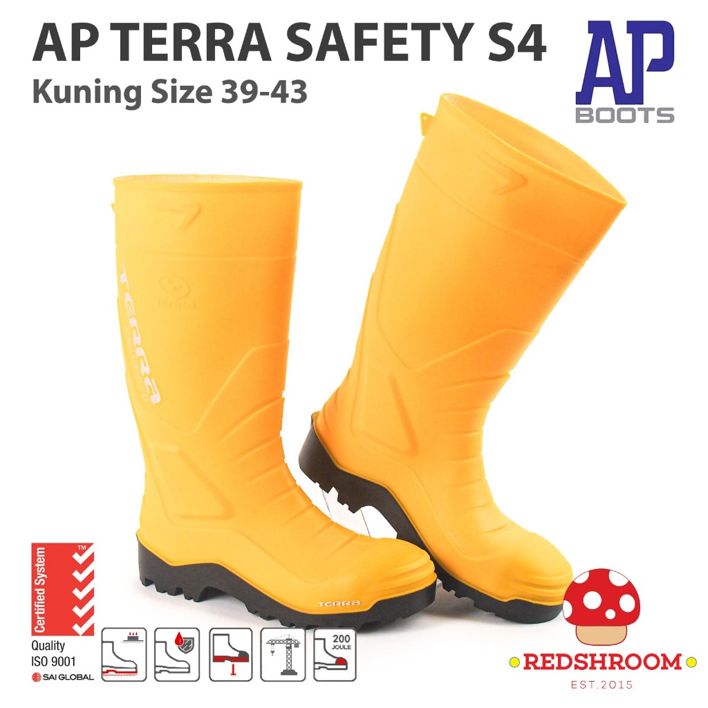 Jual Sepatu Boot Safety Tinggi TERRA SAFETY S4-AP BOOTS Kuning Besi Toe ...