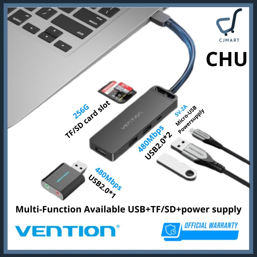 Jual Vention HUB 6in1 3 Port USB 2.0 TF SD Card Reader Micro With Power ...