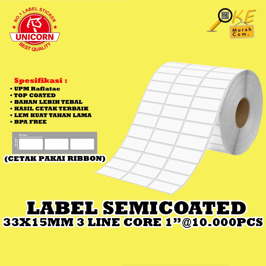 Jual Stiker Label Barcode Semicoated 33x15 mm / 33 x 15 mm / 33x15mm 3 ...