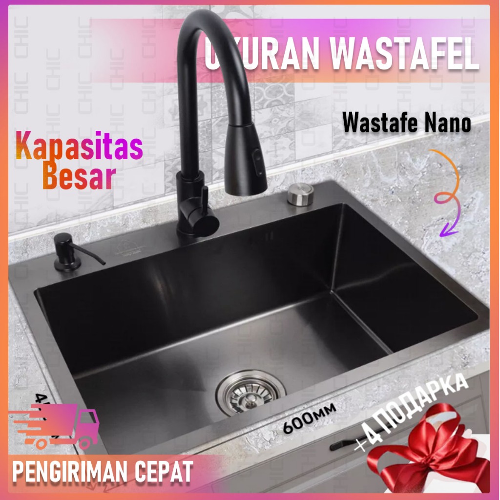 Jual Paket Kitchen Sink Hitam Wastafel Cuci Piring Stainless/sink cuci ...