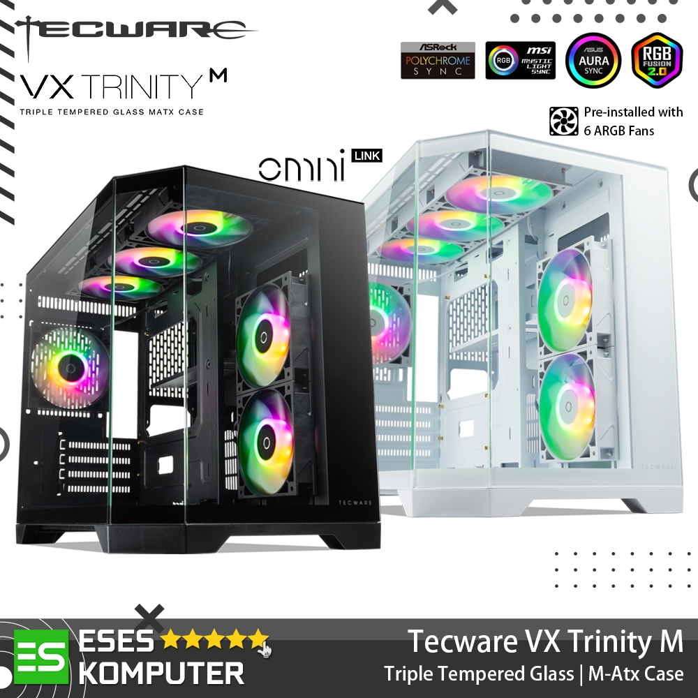 Jual Case Tecware VX Trinity M | Triple Tempered Glass MATX Casing | 6X ...