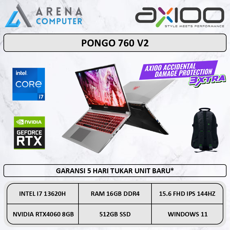 Jual Axioo Pongo 760 v2 i7 13620H RTX4060 16GB 512GB W11 15.6 FHD 144hz ...