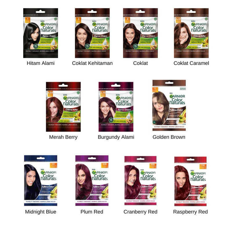 Jual Garnier Hair Color - Coklat Caramel, Golden Brown, Hitam Alami ...