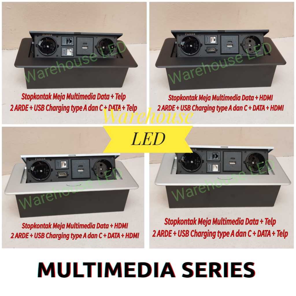 Jual Stop Kontak Meja Multimedia Series isi 2 Stopkontak EU Arde 2 USB ...