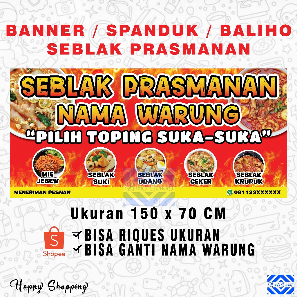 Jual Banner Spanduk Warung Seblak Prasmanan Ukuran 150x70Cm MURAHHHH ...