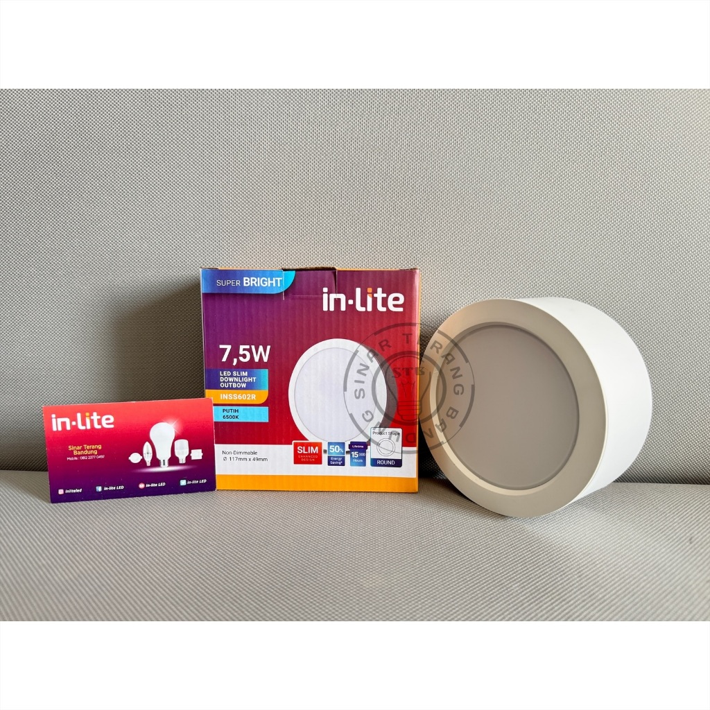 Jual LAMPU LED INLITE SLIM DOWNLIGHT OUTBOW TEMPEL BULAT 7,5 WATT 7,5W ...
