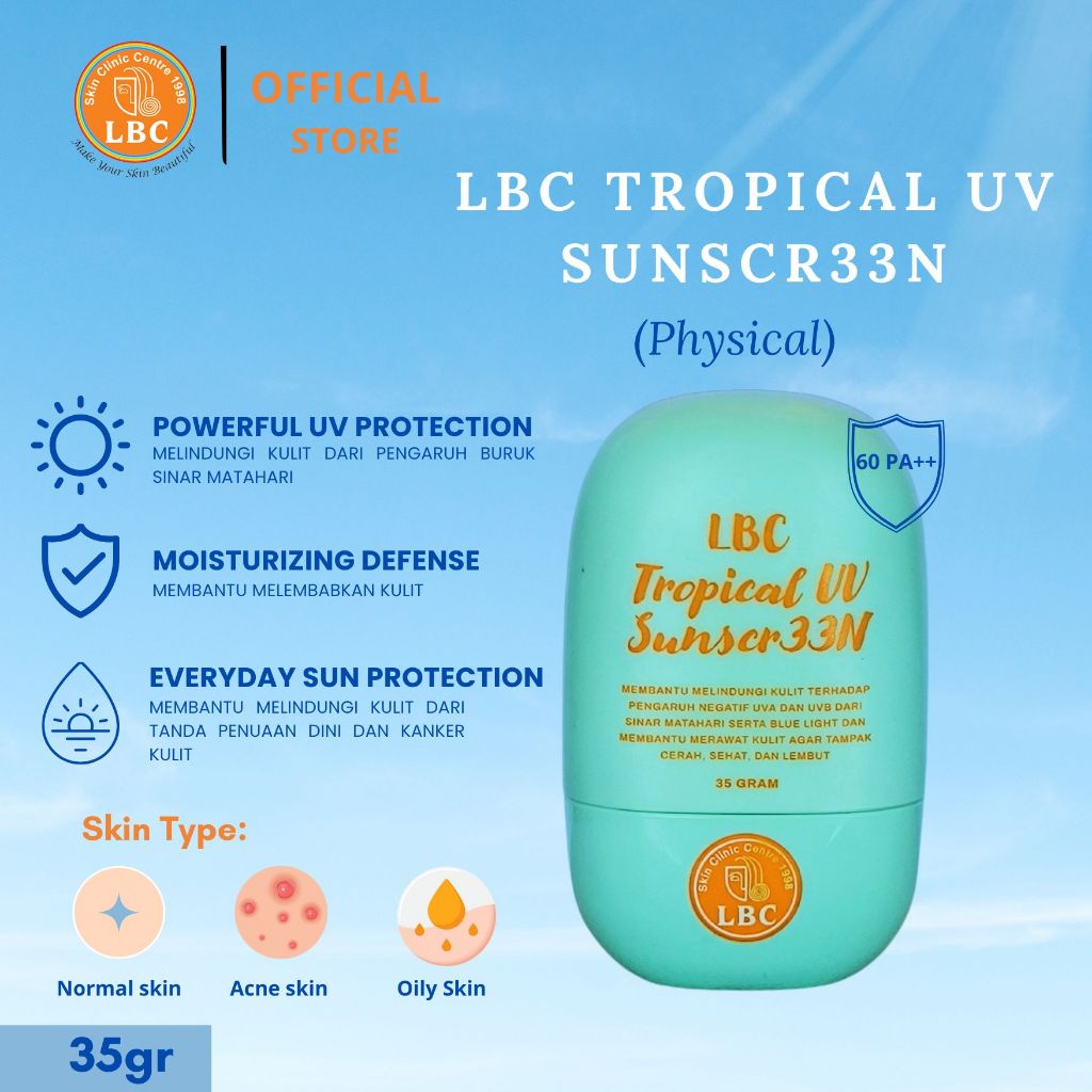 Jual [New Launch] LBC - Tropical UV Sunscreen (Physical) | Sunscreen ...