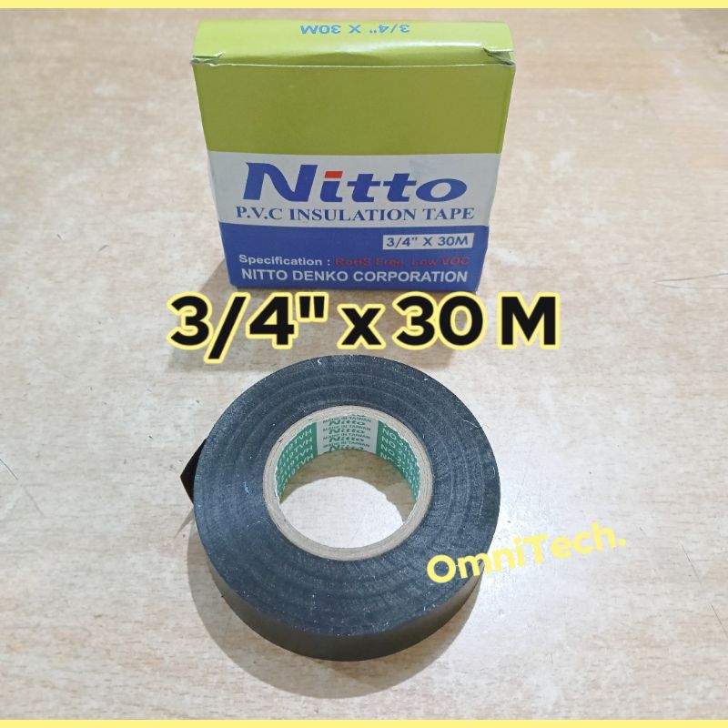Jual Isolasi Solasi Solatip Lakban Kabel Listrik Nitto Hitam 3/4" x 30 M Meter Nito Lem 30M ...