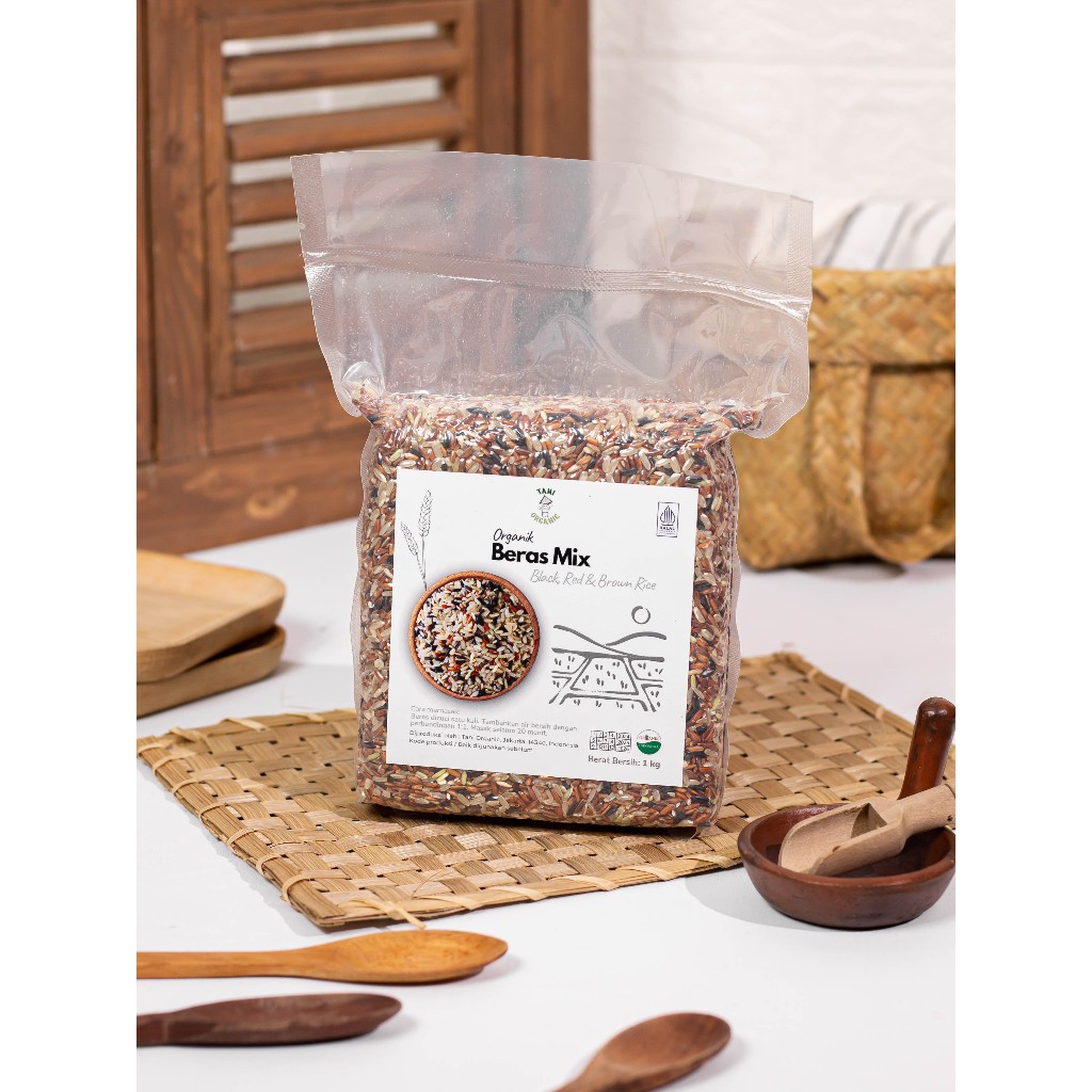 Jual Tani Organic Beras Mix Organik 1 Kg - Beras Hitam Merah Coklat ...