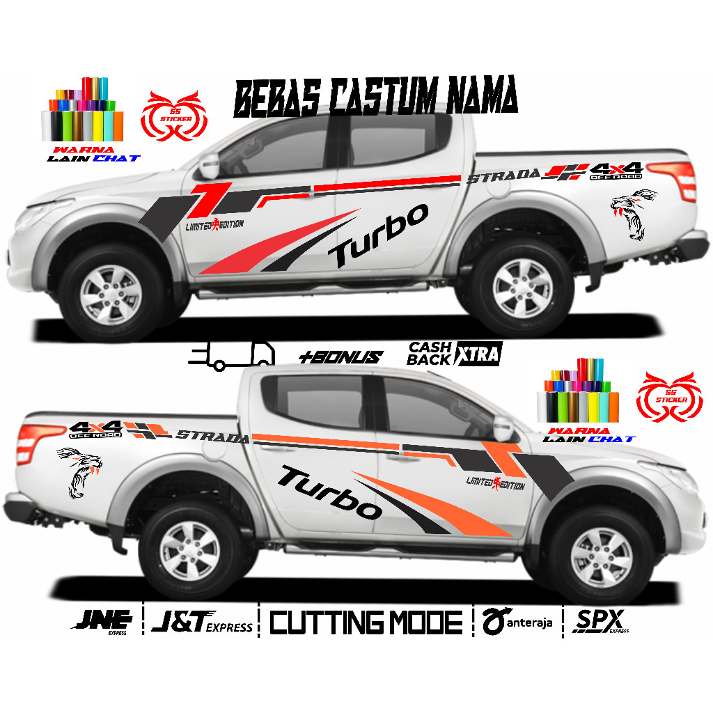 Jual stiker sticker mobil mitsubishi triton strada D-max ranger hilux ...