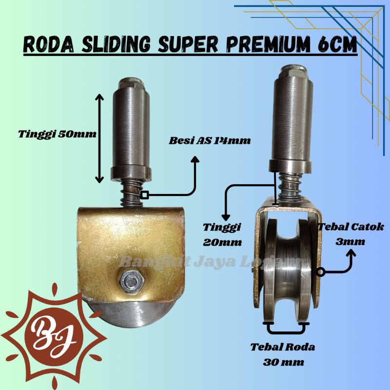 Jual roda sliding premium 6cm custom rel 14mm. | Shopee Indonesia