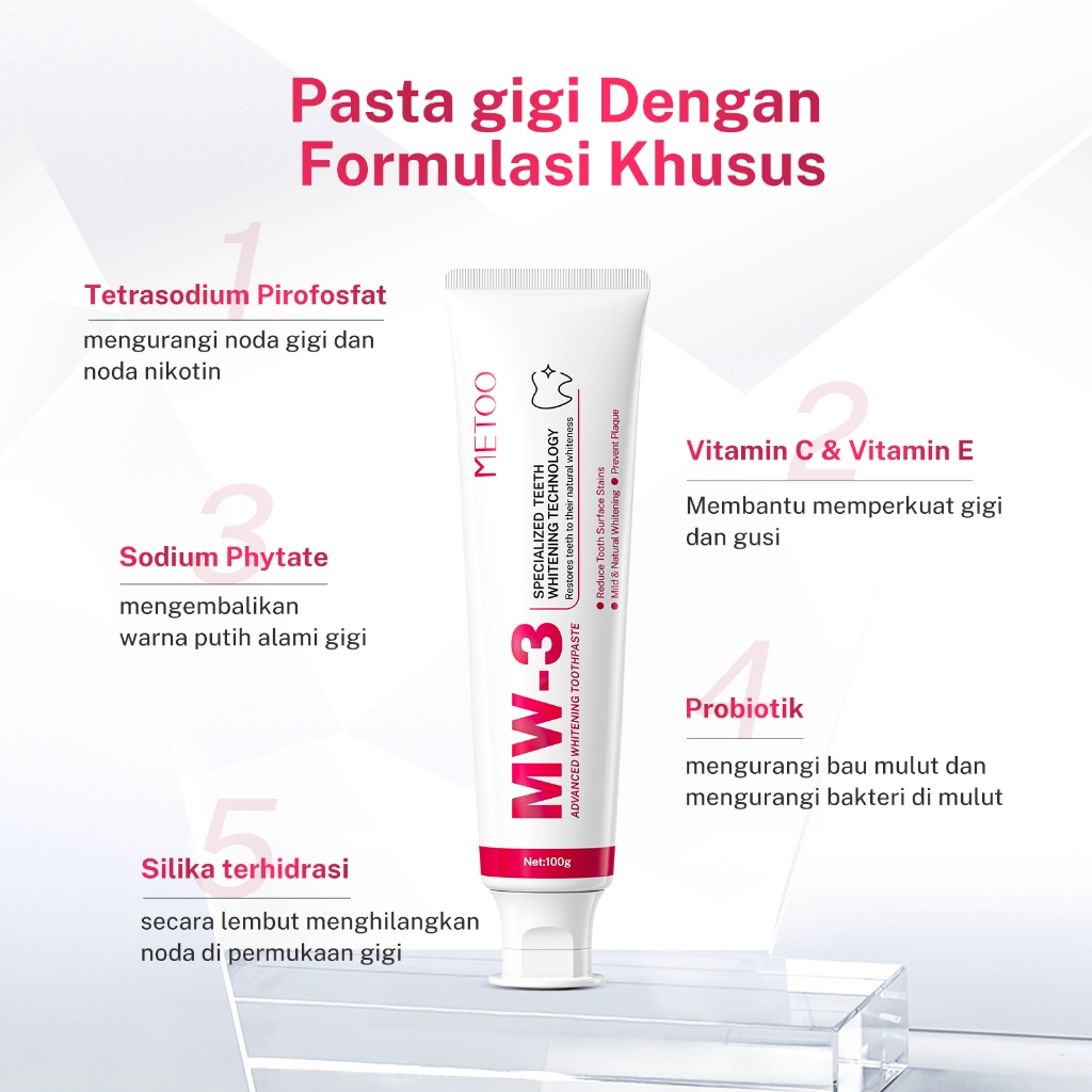 Jual [BPOM] METOO MW-3 Advanced Whitening Tooth Paste 1/2/3pcs - Gigi Putih / Bebas Sensitif ...